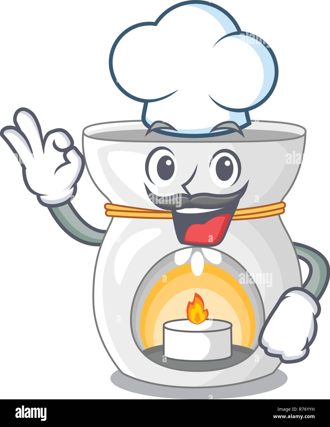 Chef therapy aroma lamp and candle character vector illustration Stock ...