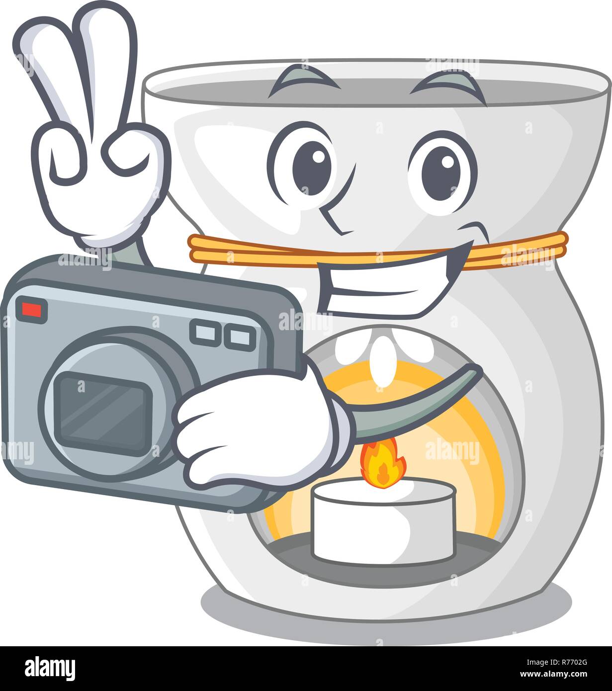 Photographer aroma lamp with burning candle mascot vector illustration ...