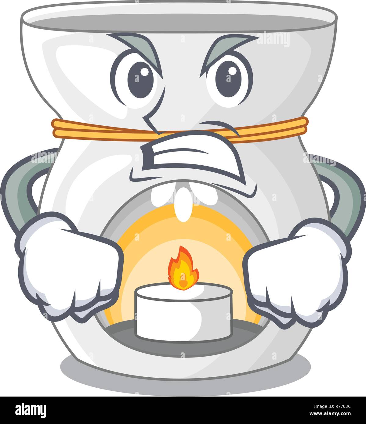 Angry aroma lamp with burning candle mascot vector illustration Stock ...