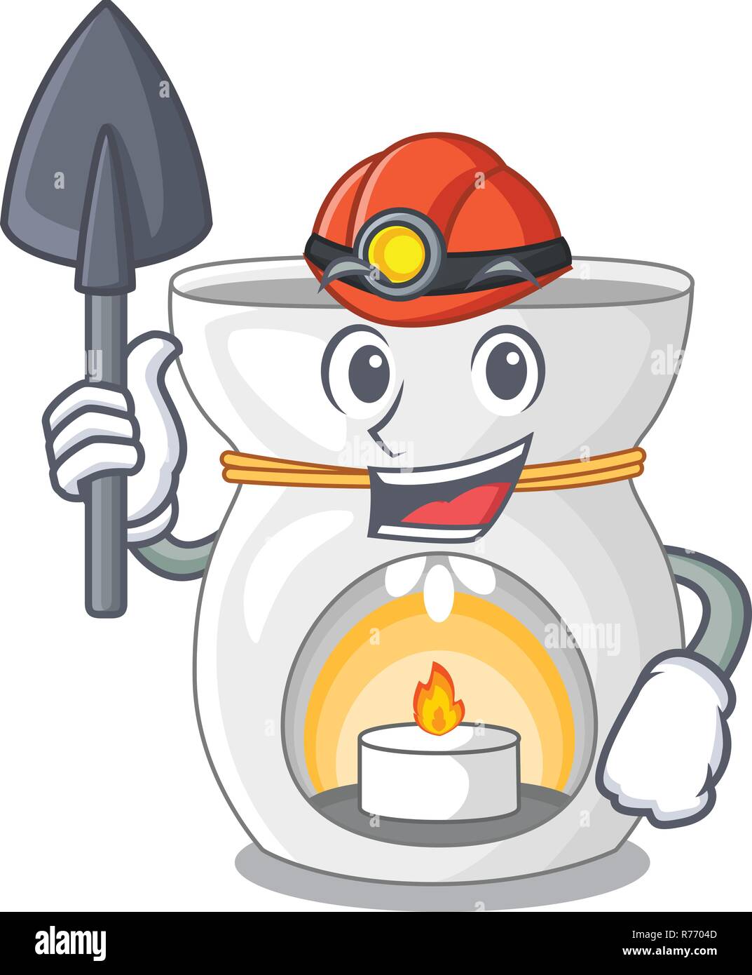 Miner aroma lamp with burning candle mascot vector illustration Stock ...