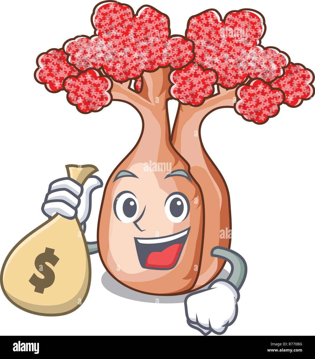 With money bag bottle tree in rose shape cartoon vecto illustration ...