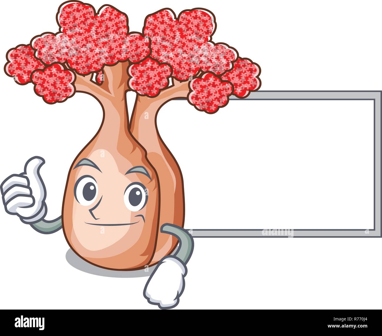 Thumbs up with board bottle tree in rose shape cartoon vecto ... Thumbs up with board bottle tree in rose shape cartoon vecto ...