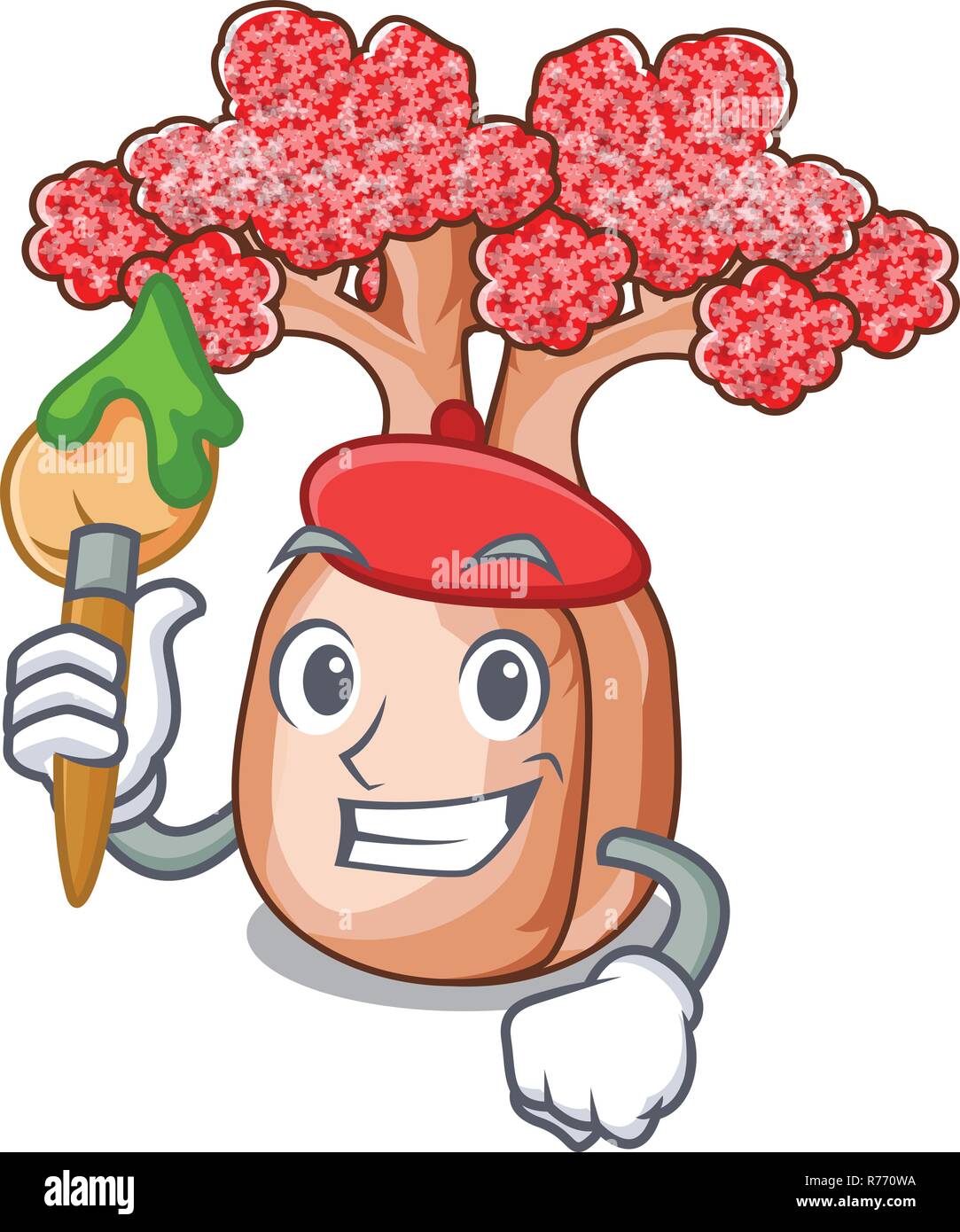 Artist bottle tree in rose shape cartoon vecto illustration Stock ...