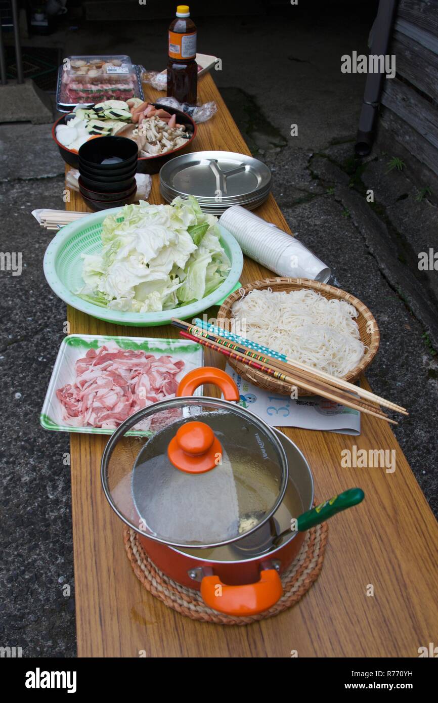 Ingredients to make Nagashi suomen (flowing noodles Stock Photo - Alamy