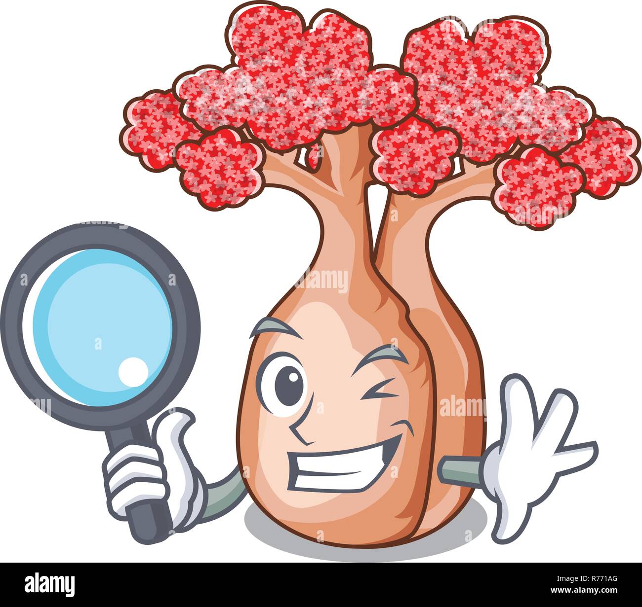 Detective hand bottle tree in rope character vector illustration Stock ...