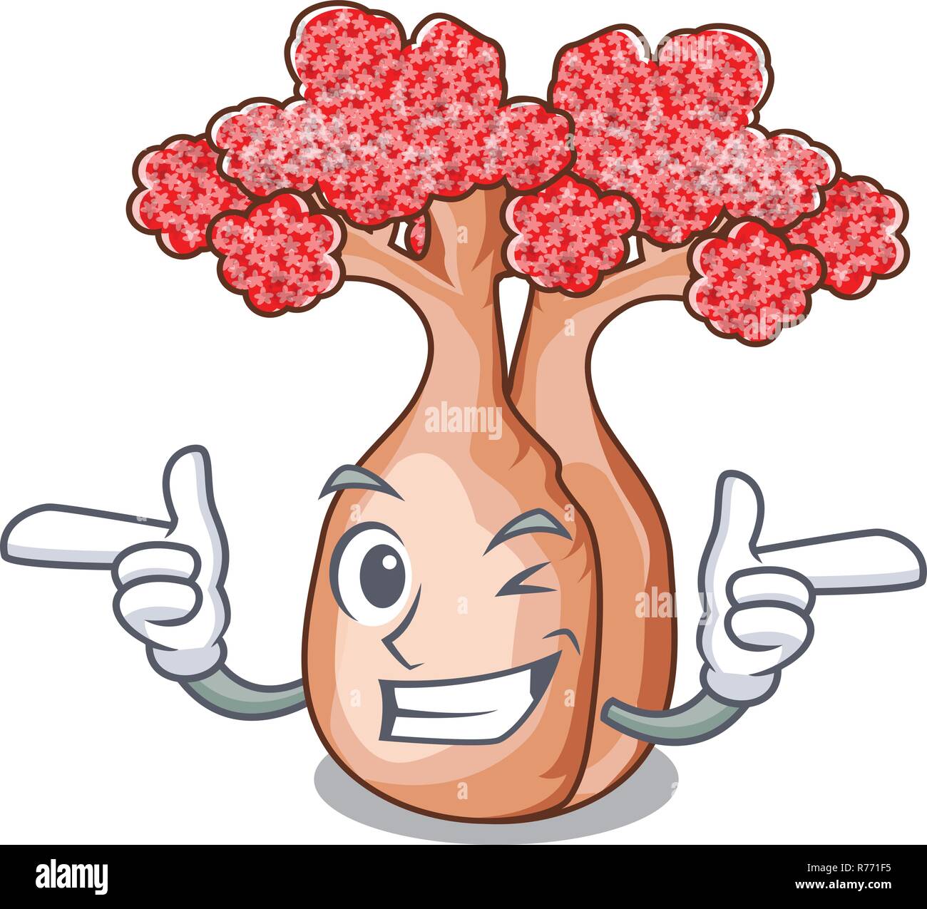 Wink hand bottle tree in rope character vector illustration Stock ...