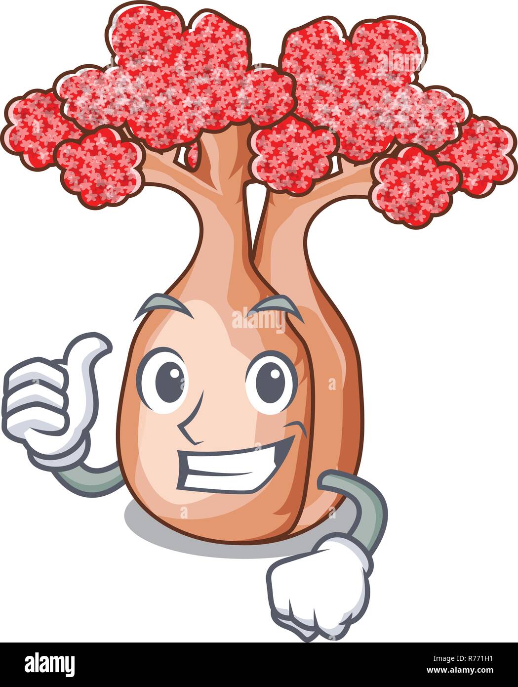 Thumbs up hand bottle tree in rope character vector illustration Stock ...