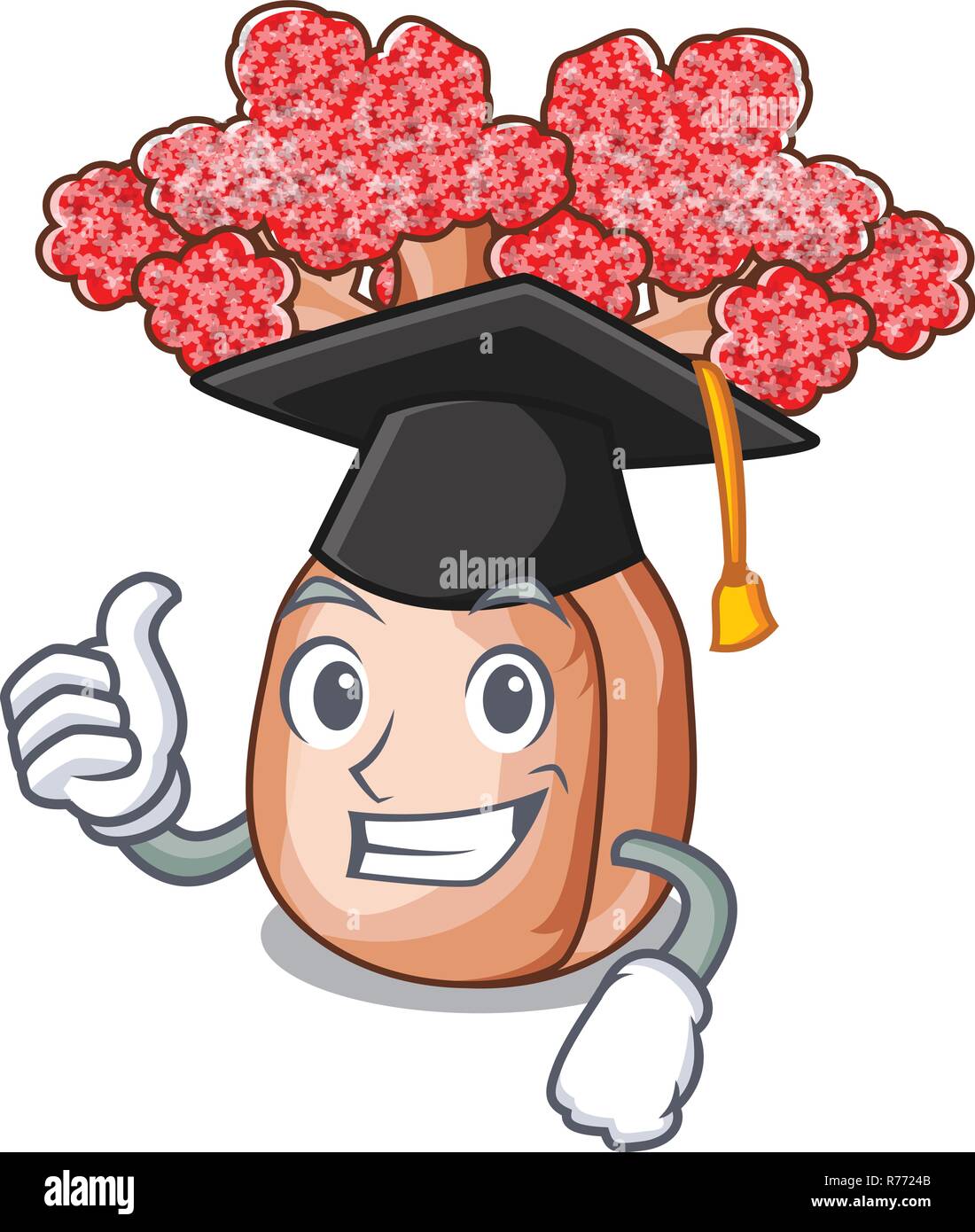 Graduation hand bottle tree in rope character vector illustration Stock ...