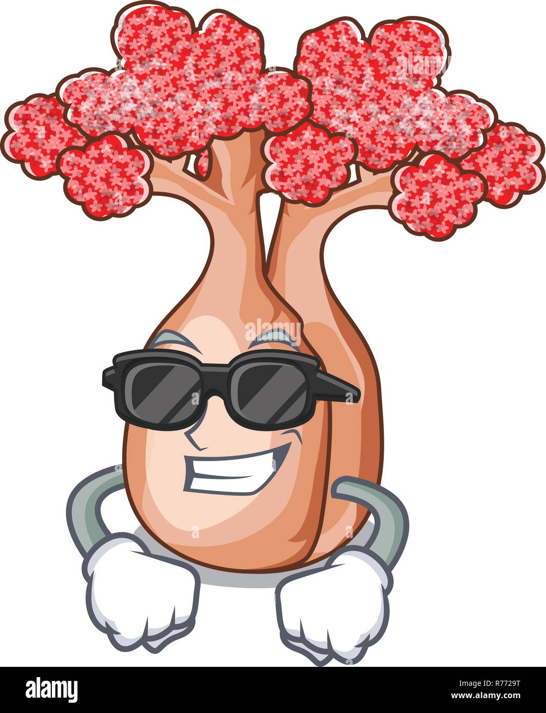 Super cool hand bottle tree in rope character vector illustration Stock ...