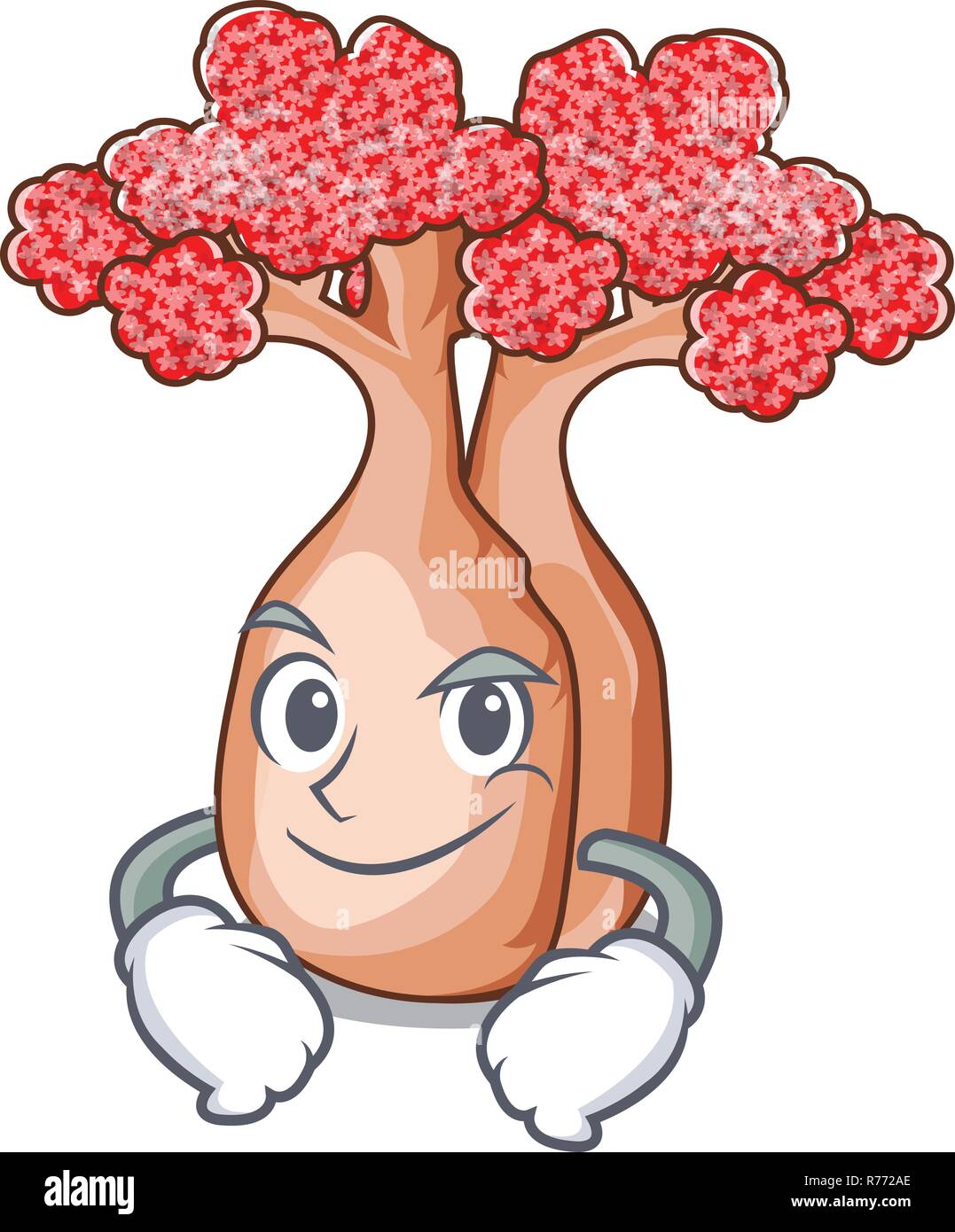 Smirking hand bottle tree in rope character vector illustration Stock ...