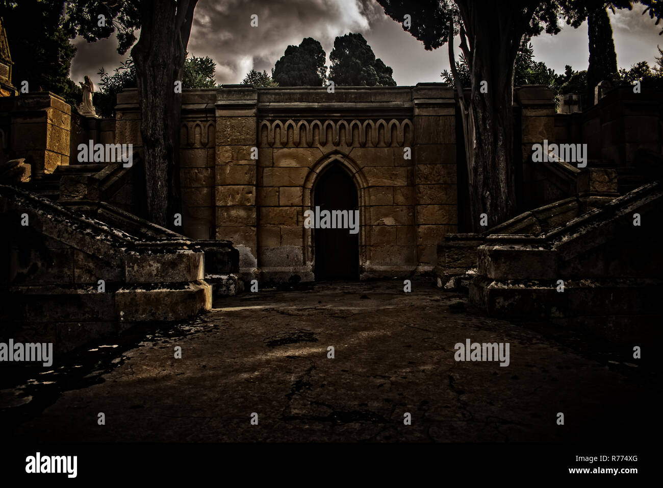 Scary Gothic Architecture at Sunset Stock Photo - Alamy