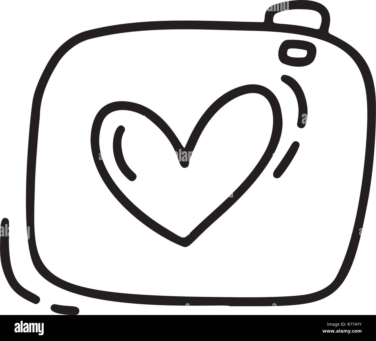 Vector monoline cute camera. Valentines Day Hand Drawn icon. Holiday ...