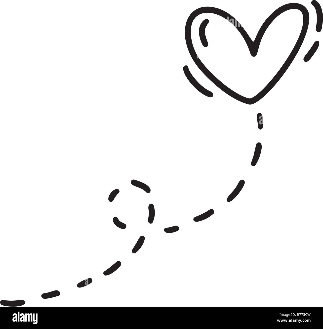 Vector monoline heart with path. Valentines Day Hand Drawn icon ...