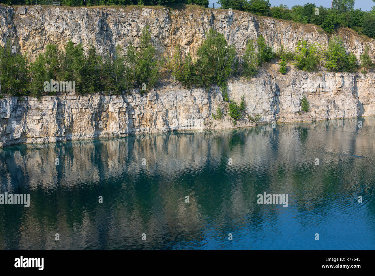 Lagoon Zakrzowek in an old limestone quarry, emerald water, beauty of ...