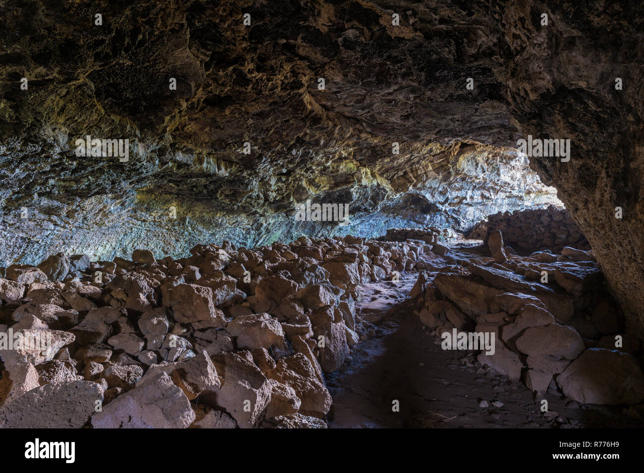 Lava tunnel, Ana te Pahu, Rapa Nui National Park, Unesco World Heritage ...