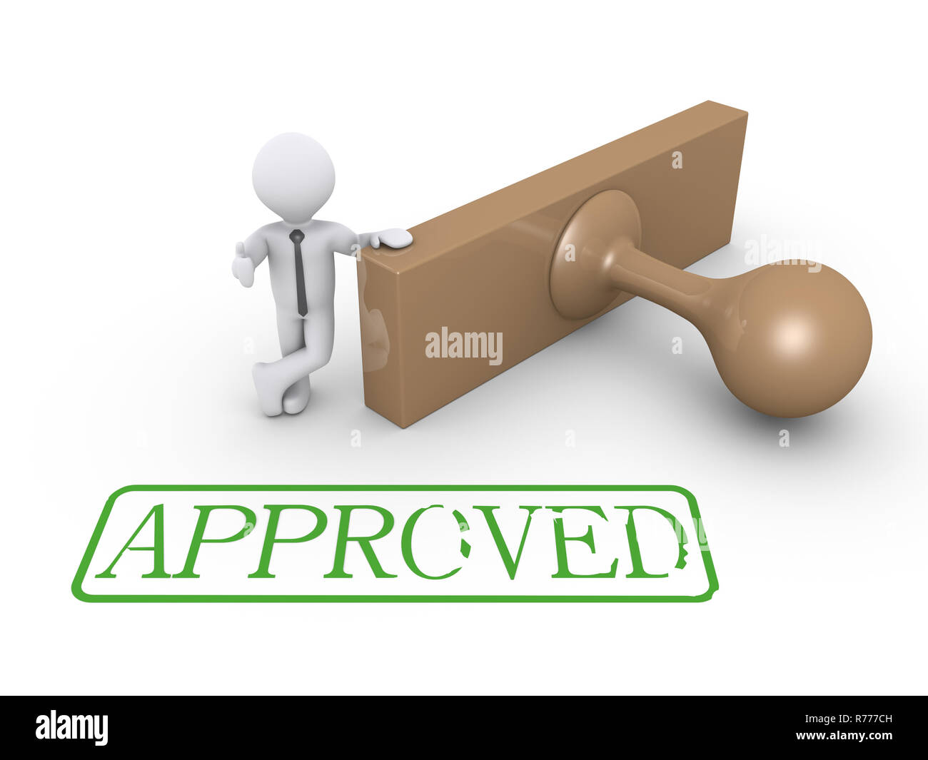 3d businessman with approved stamp Stock Photo - Alamy