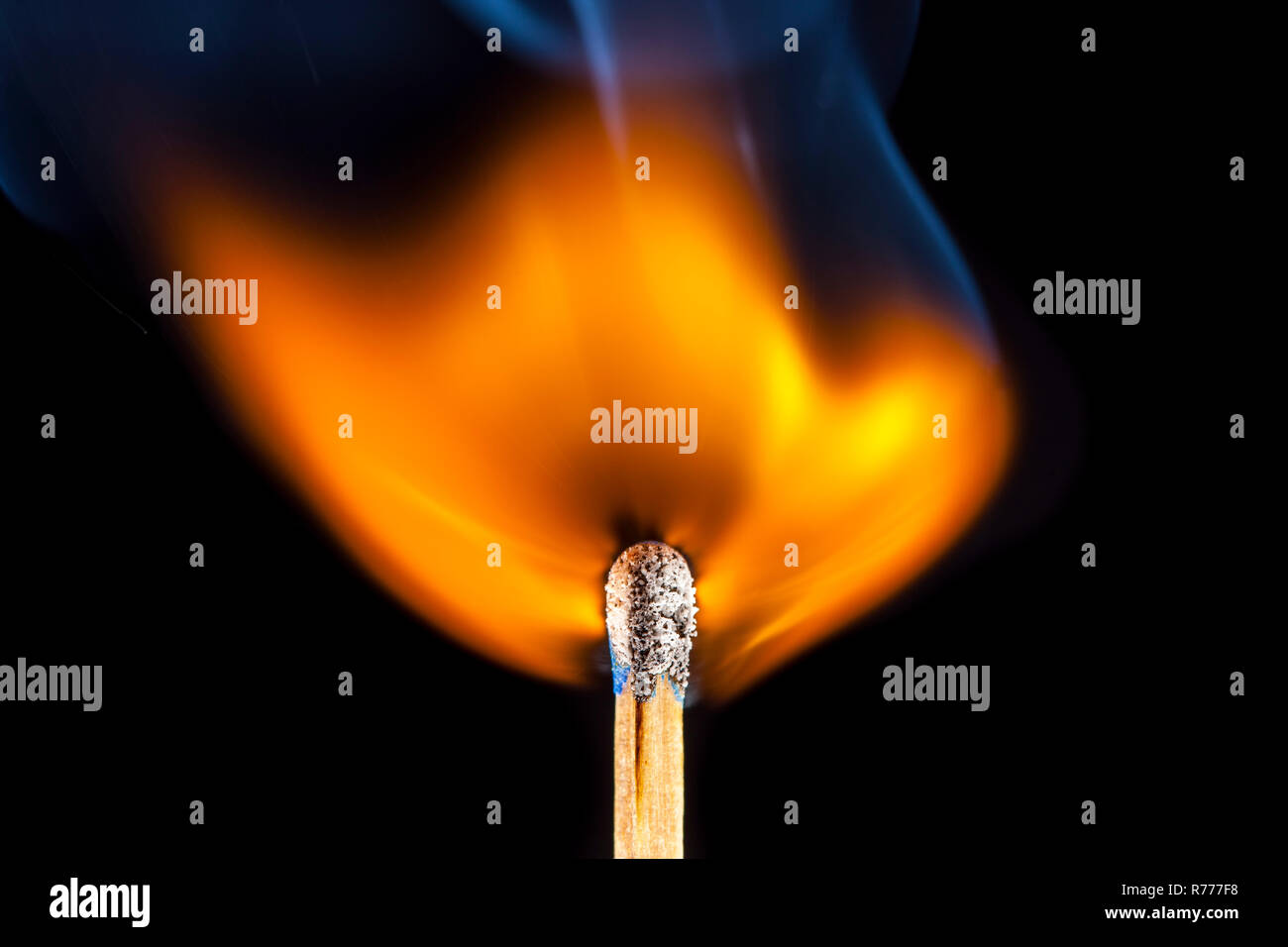 Freshly ignited match, flame at the match head Stock Photo - Alamy