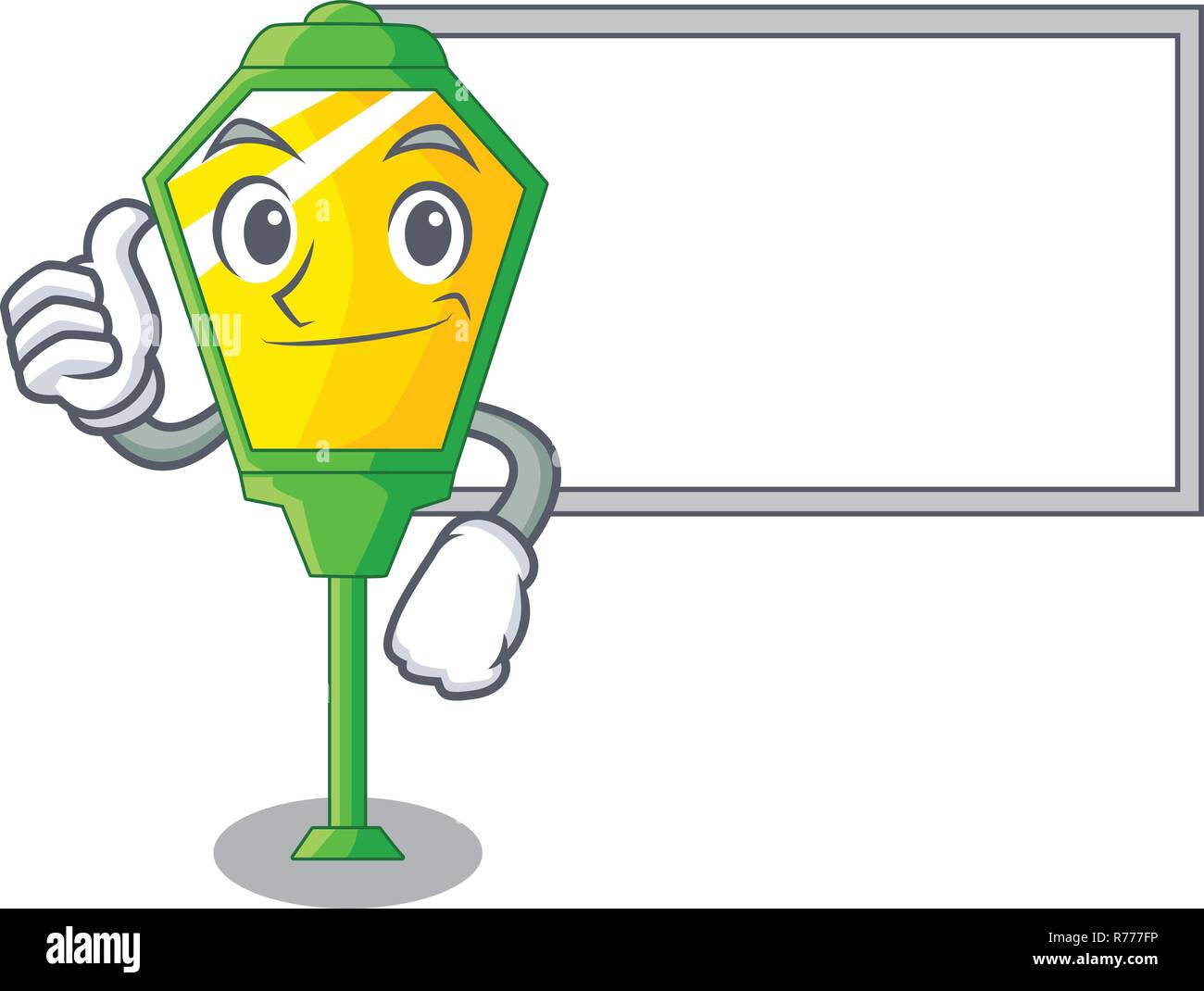 Thumbs up with board lamps post collection in a cartoon vector ...