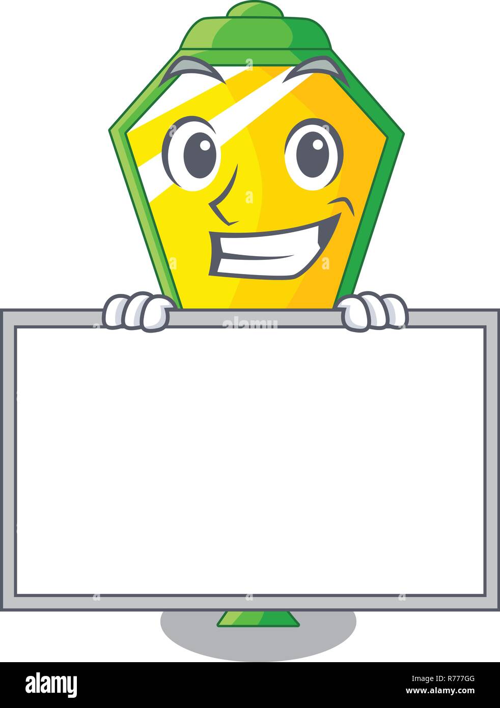 Grinning with board lamps post collection in a cartoon vector ...