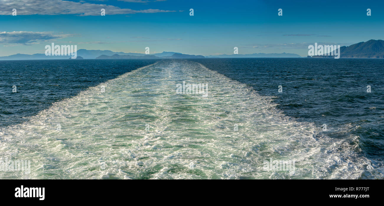 Sunny bright panorama of turbulent cruise ship's wake andSoutwest view ...