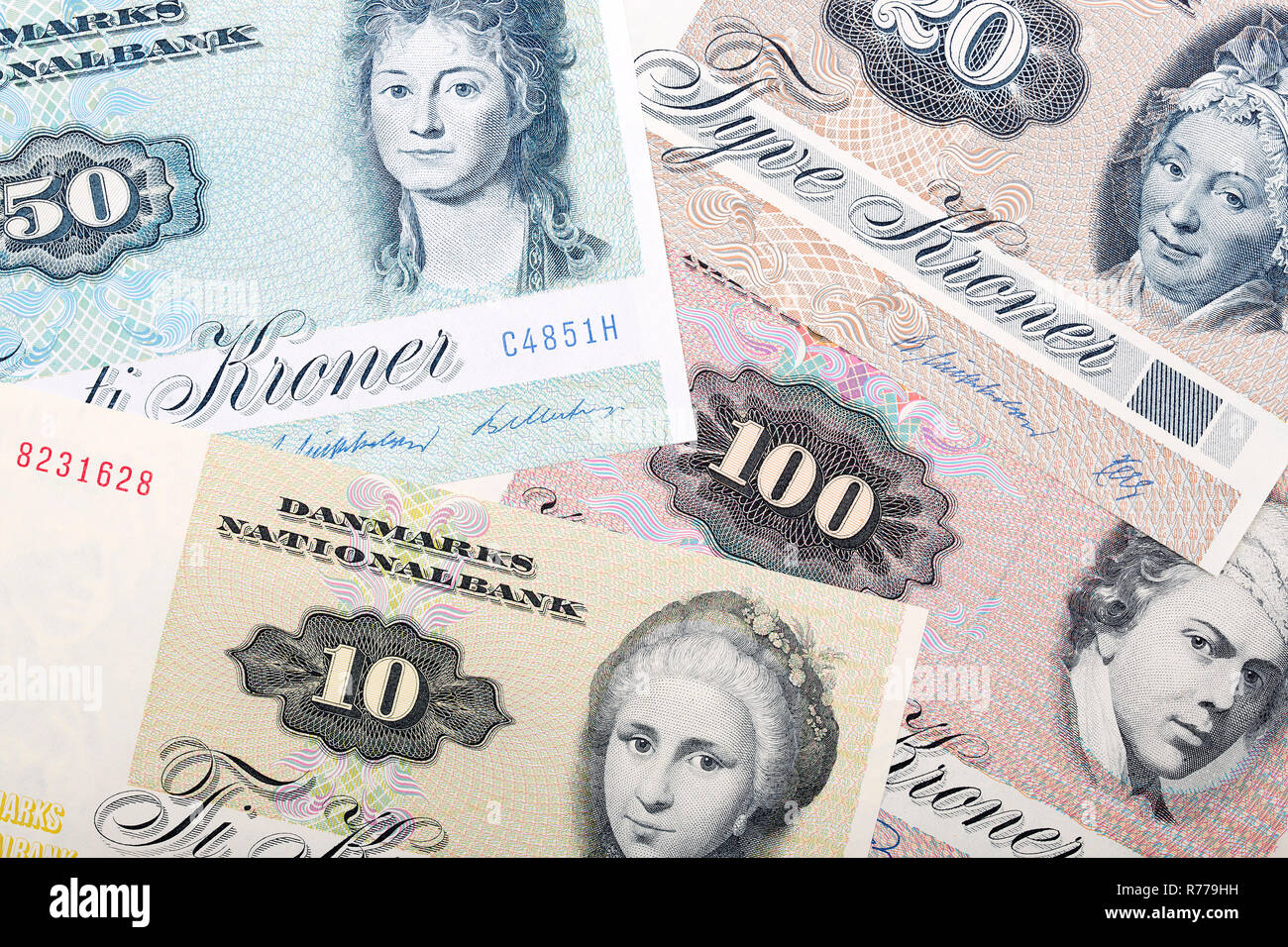 Old money from Denmark, a background Stock Photo - Alamy