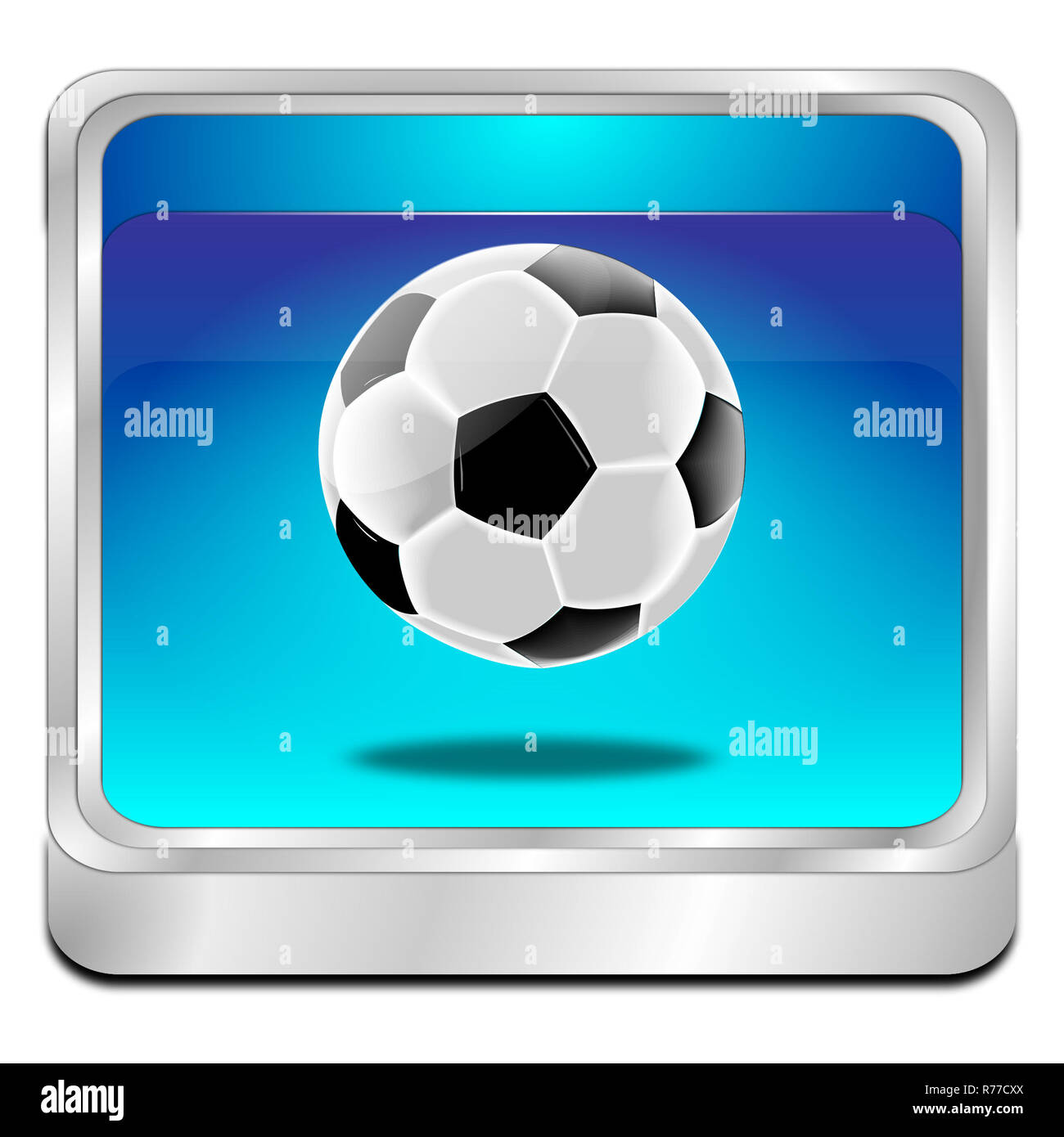 glossy blue Button with Soccer ball - 3D illustration Stock Photo - Alamy