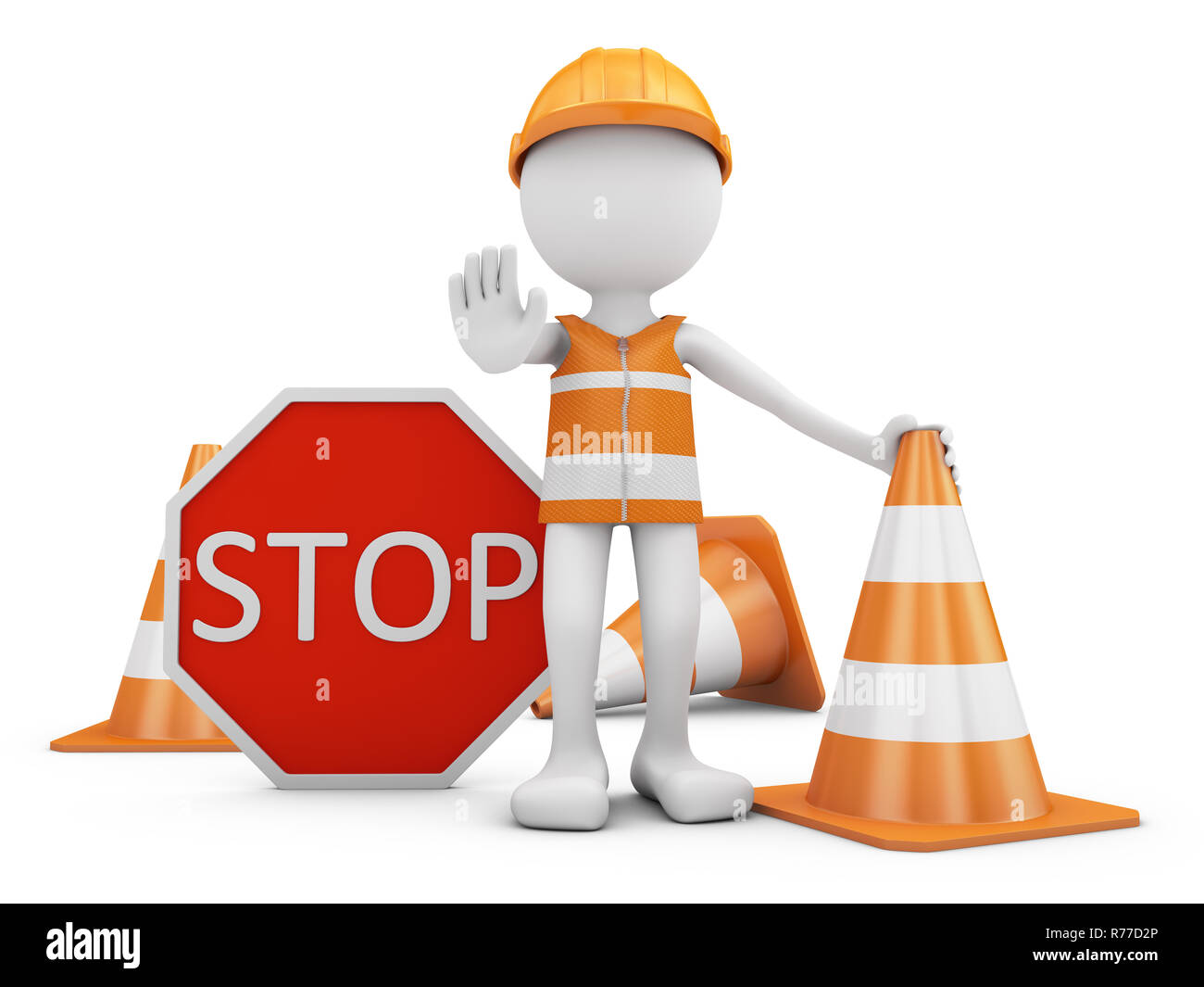 Road worker and sign Stock Photo - Alamy