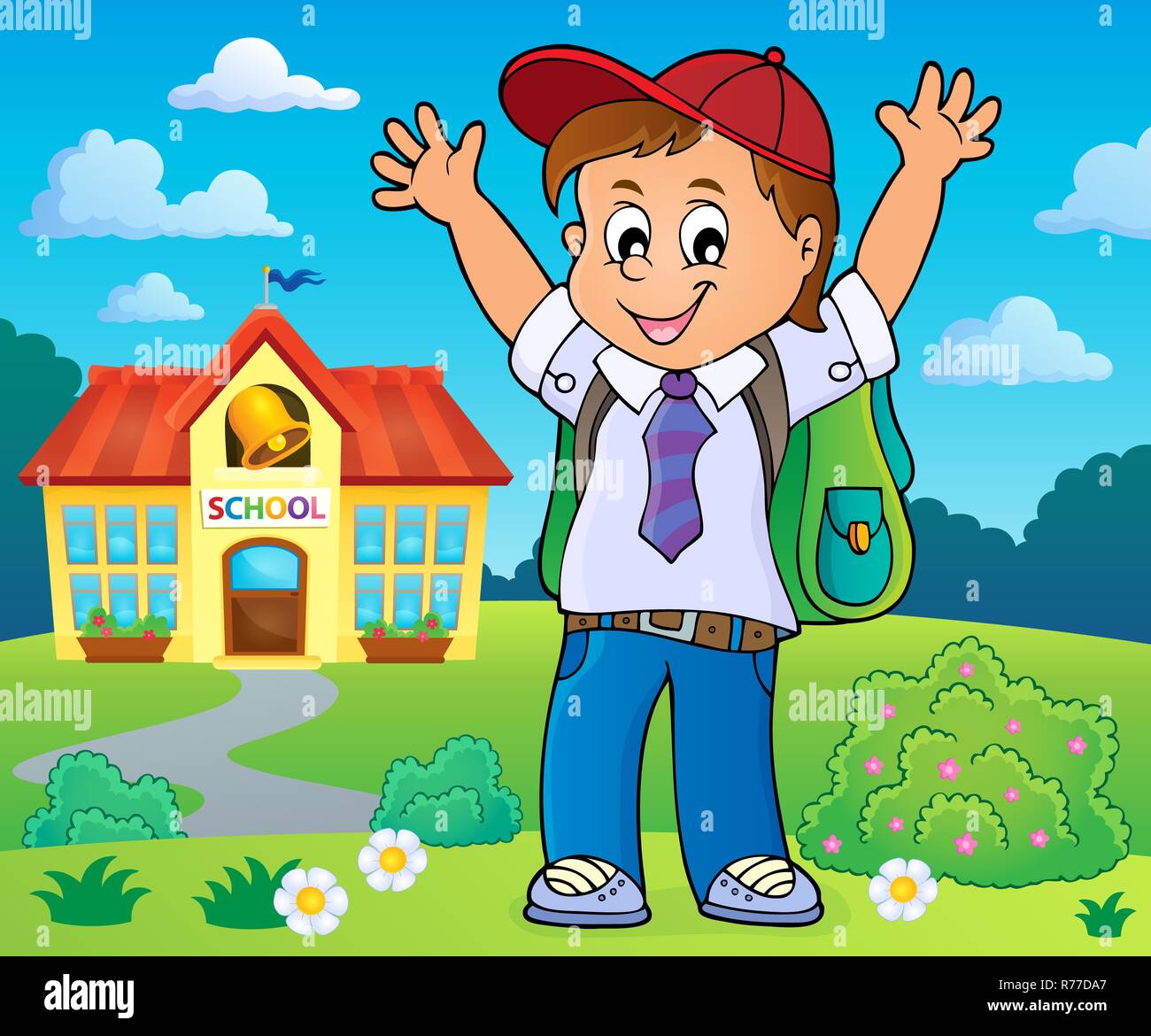 Happy pupil boy theme image 4 Stock Photo - Alamy