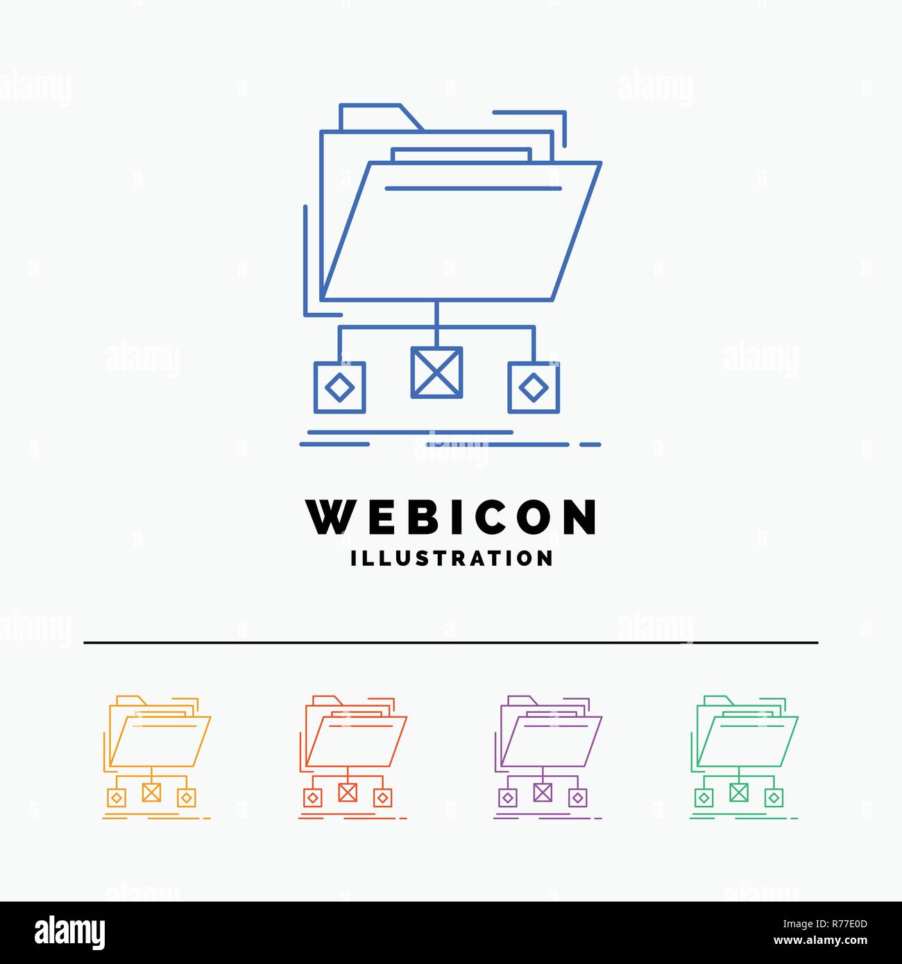 Backup Data Files Folder Network 5 Color Line Web Icon Template Isolated On White Vector