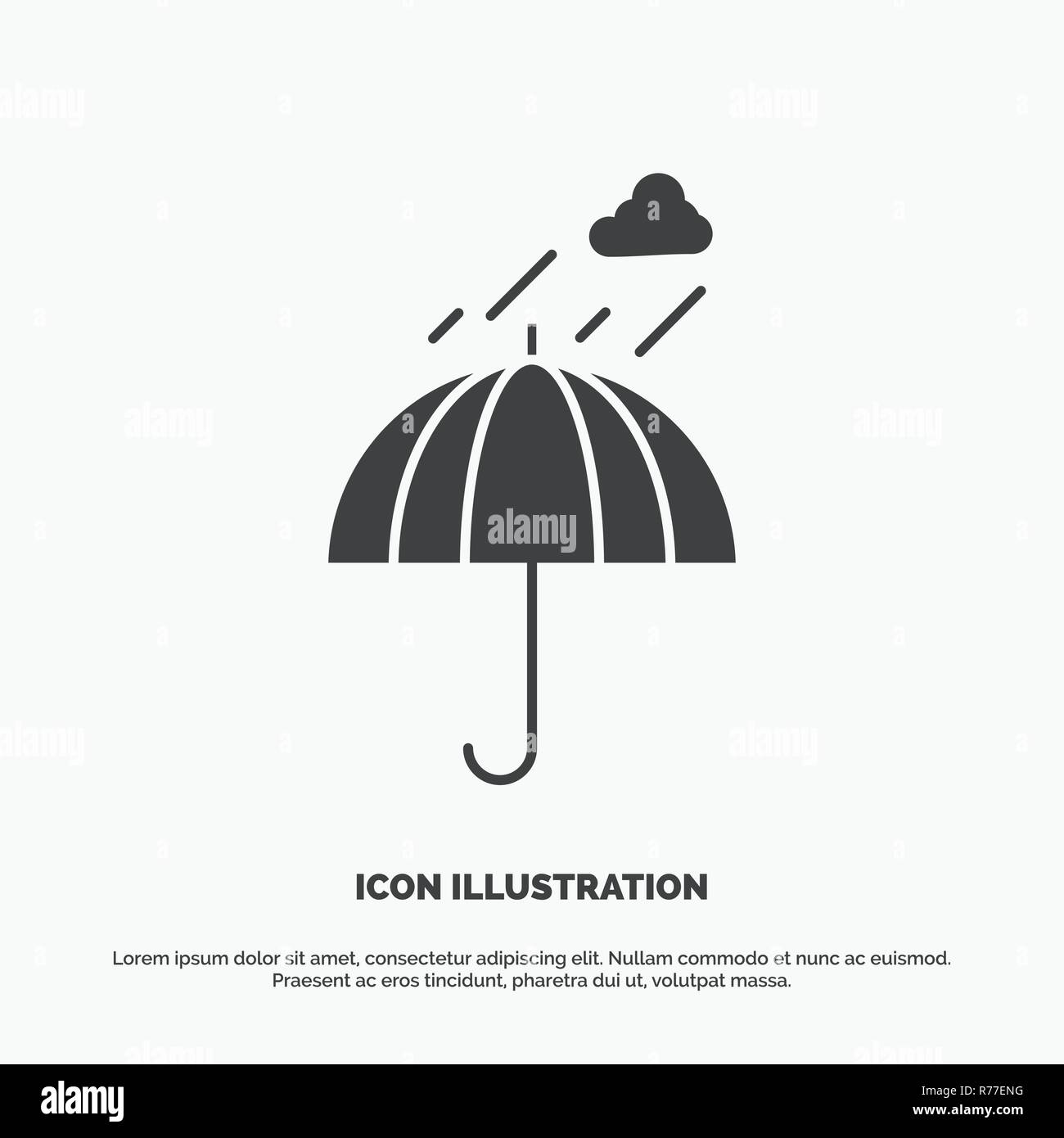 Umbrella, camping, rain, safety, weather Icon. glyph vector gray symbol ...