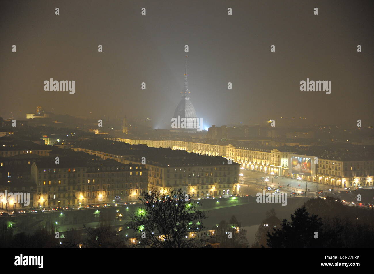 View of Turin by night Stock Photo - Alamy