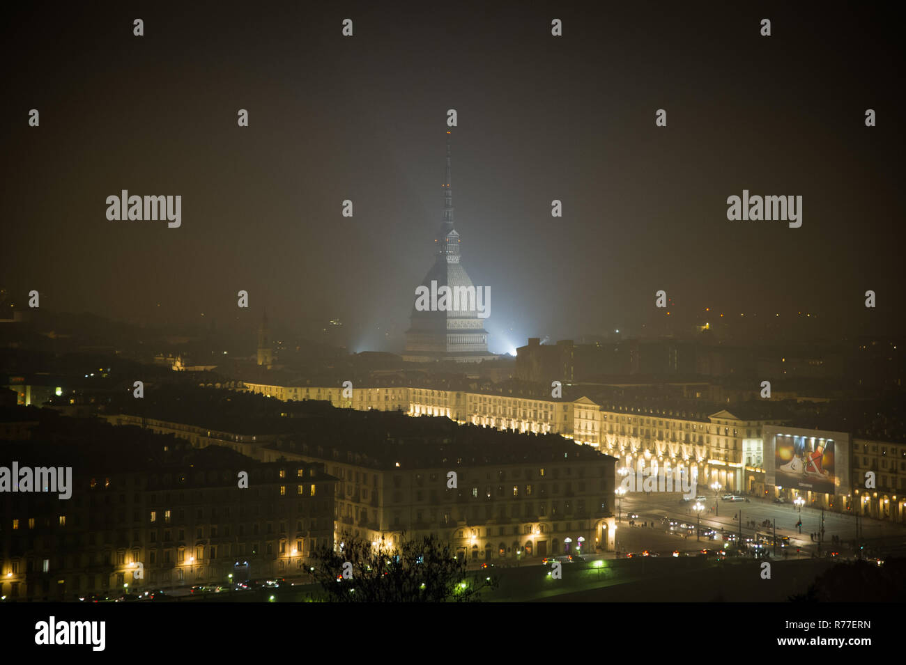 View of Turin by night Stock Photo - Alamy