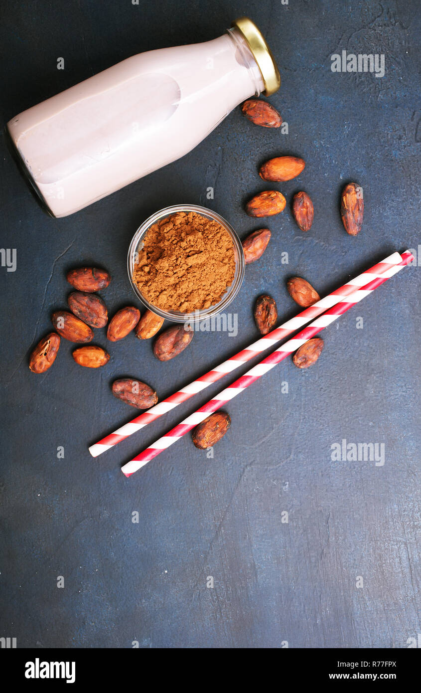drink in bottle, drink with milk and cocoa powder Stock Photo - Alamy
