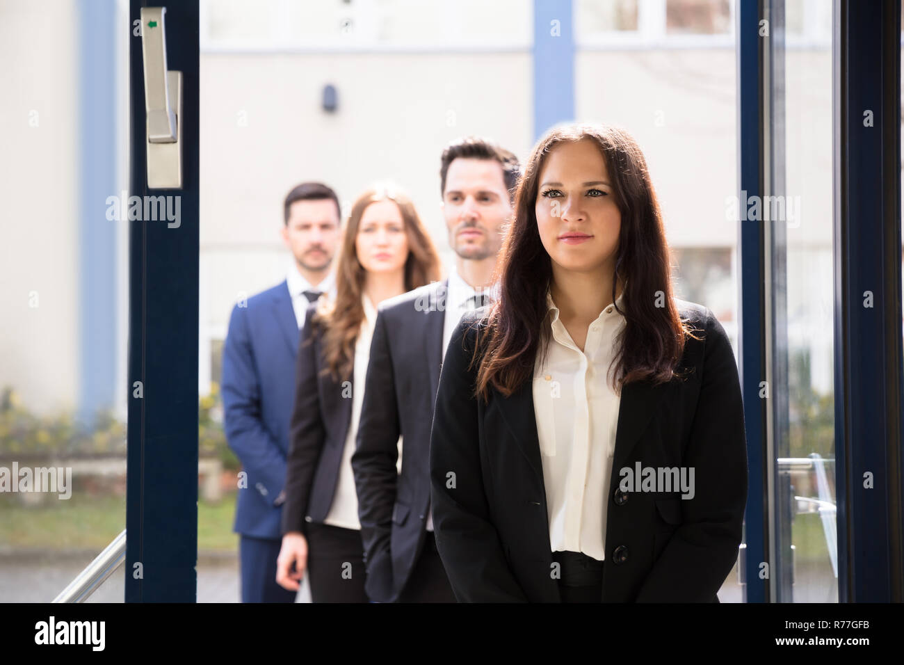 Worker employee waiting front door hi-res stock photography and images ...