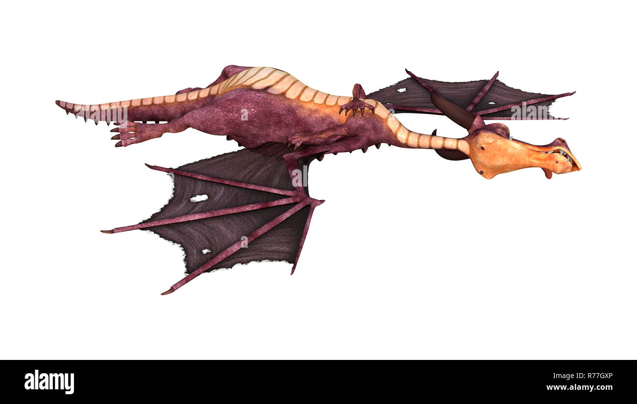 3D rendering of a fantasy dragon isolated on white background Stock ...