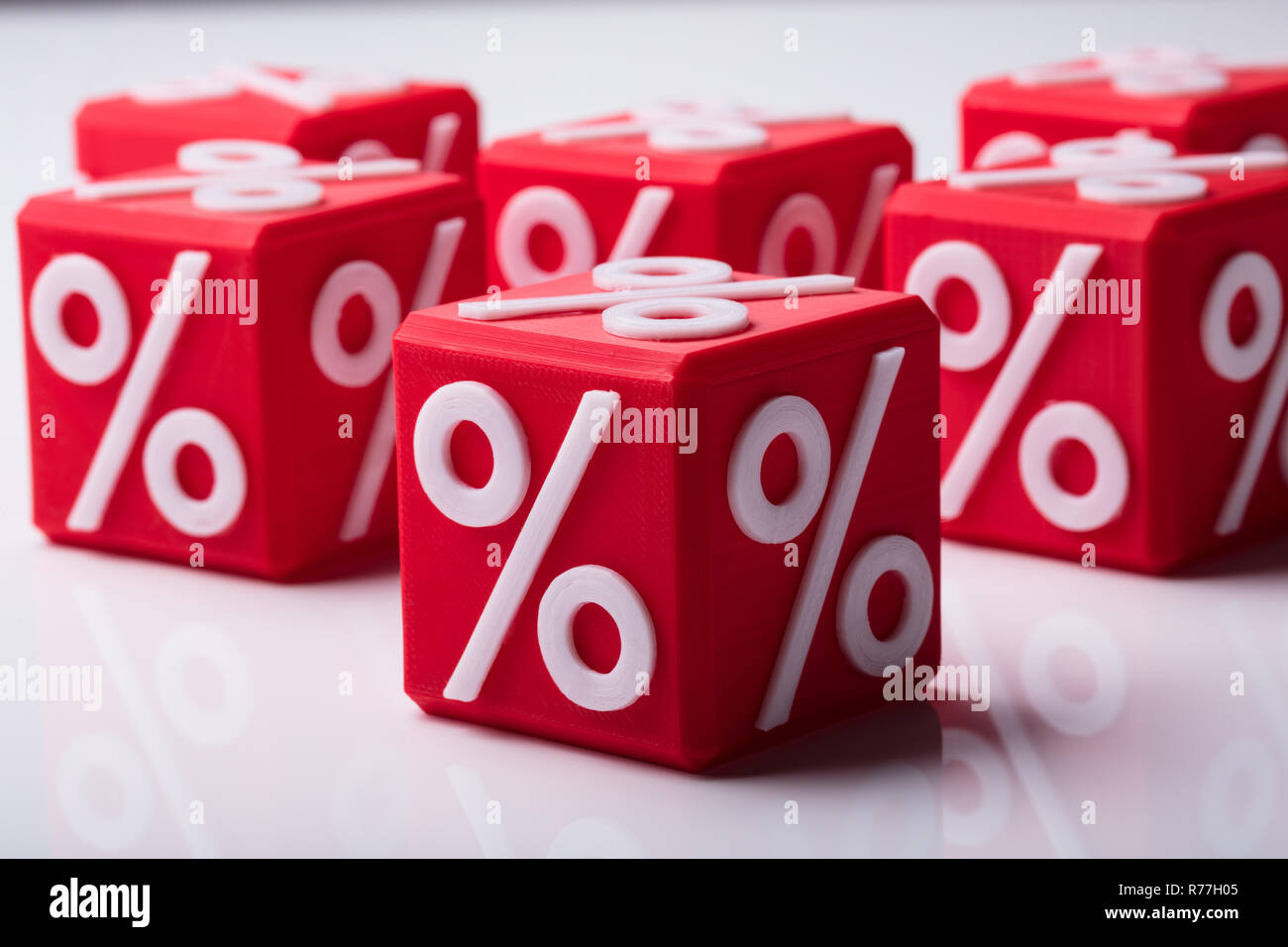 Close-up Of Red Wooden Blocks With Percentage Symbol Stock Photo - Alamy