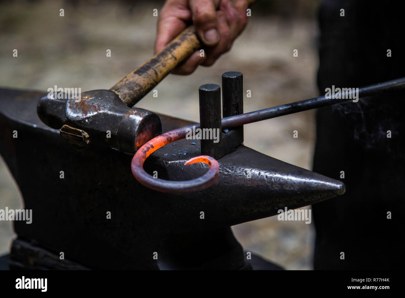Incandescent iron in an old metal forge Stock Photo - Alamy