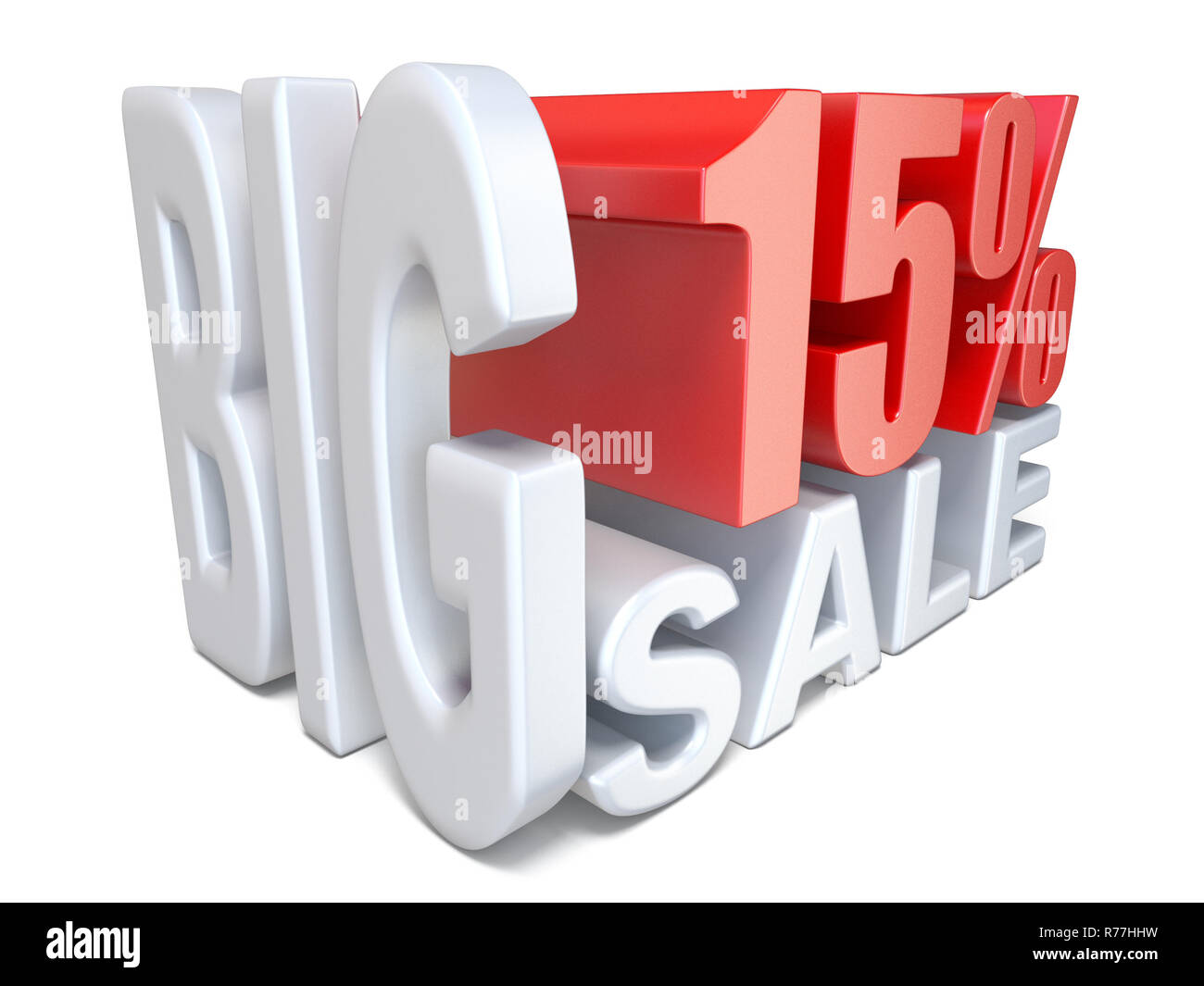 White red big sale sign PERCENT 15 3D Stock Photo - Alamy