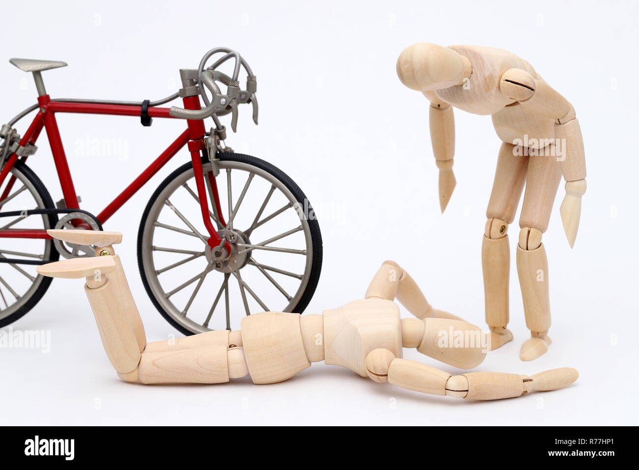 Bicycle and person collision accident on the street Stock Photo - Alamy