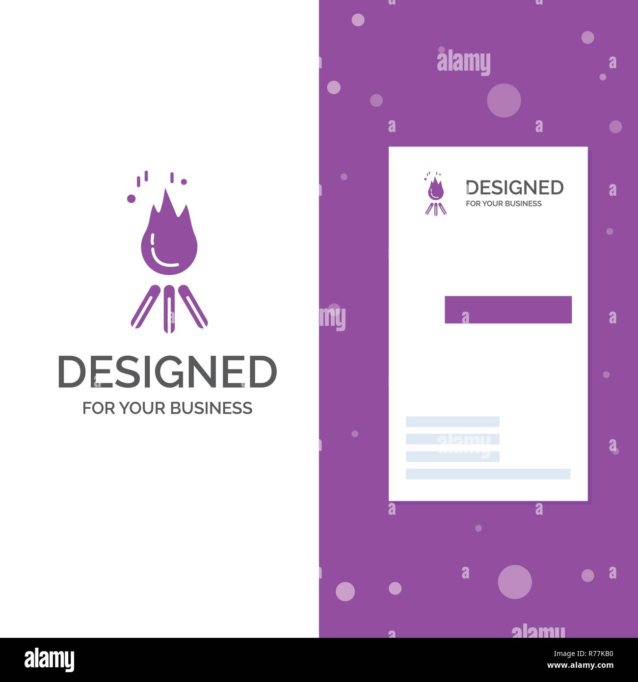 Business Logo for fire, flame, bonfire, camping, camp. Vertical Purple ...