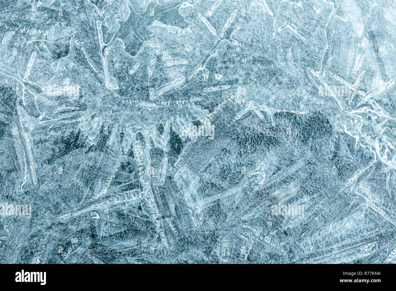 Melting ice block. Frozen lake surface. Textured winter background ...