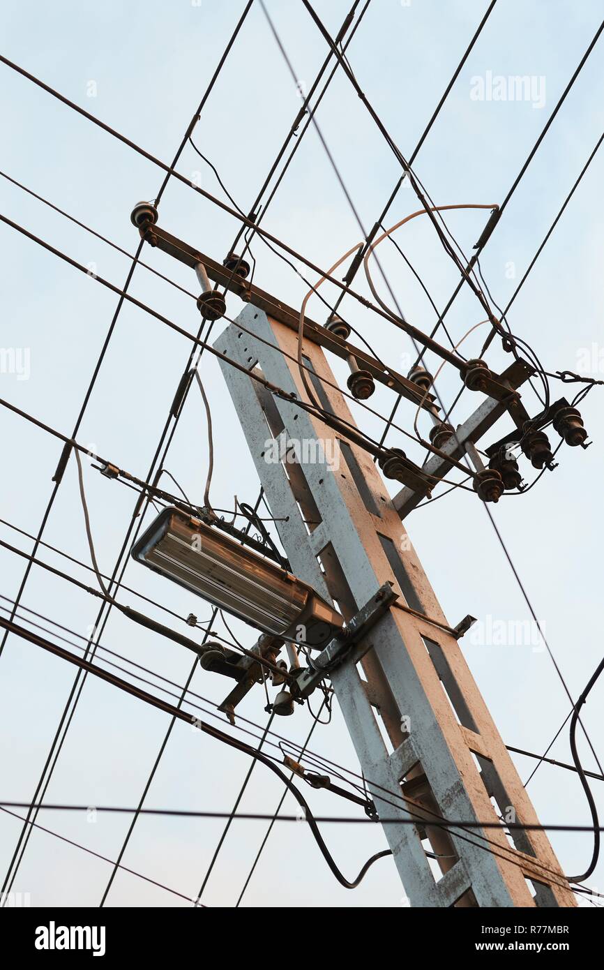 electric line column Stock Photo - Alamy