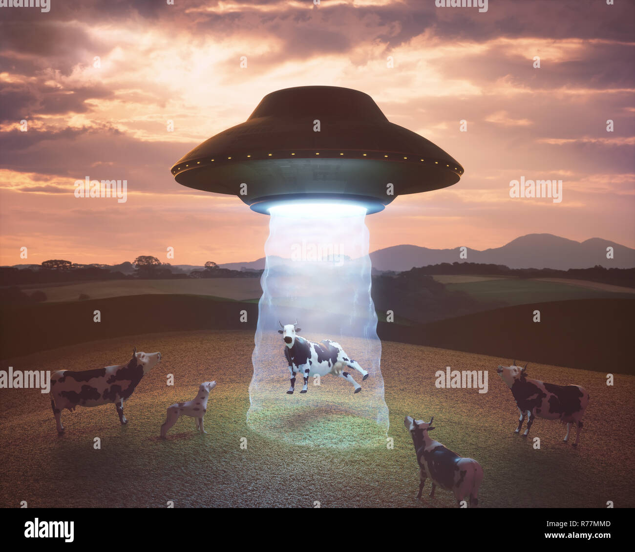 Alien Abduction On The Farm Stock Photo - Alamy