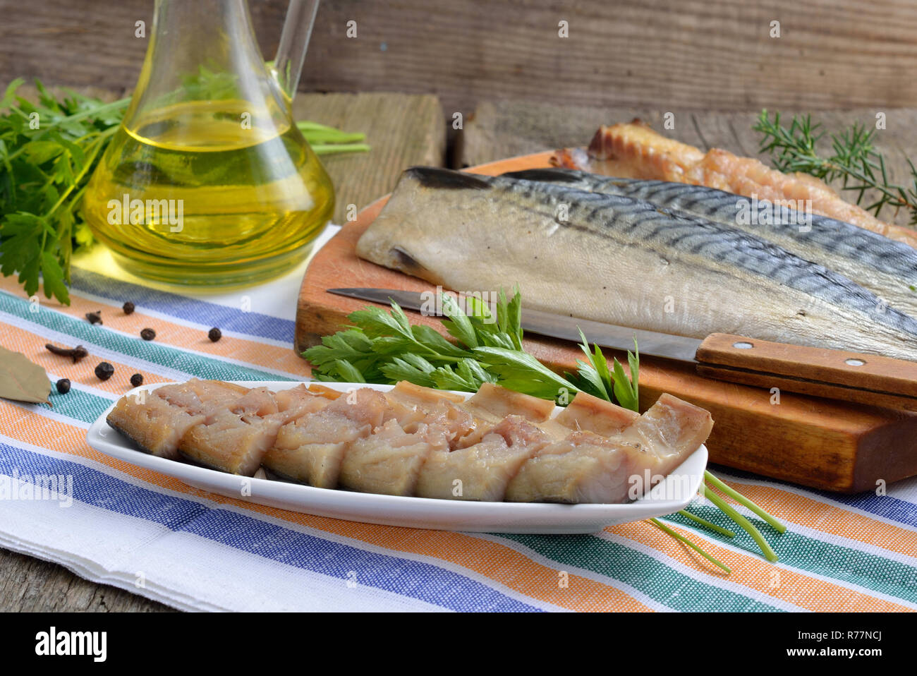 Cold smoked mackerel Stock Photo - Alamy