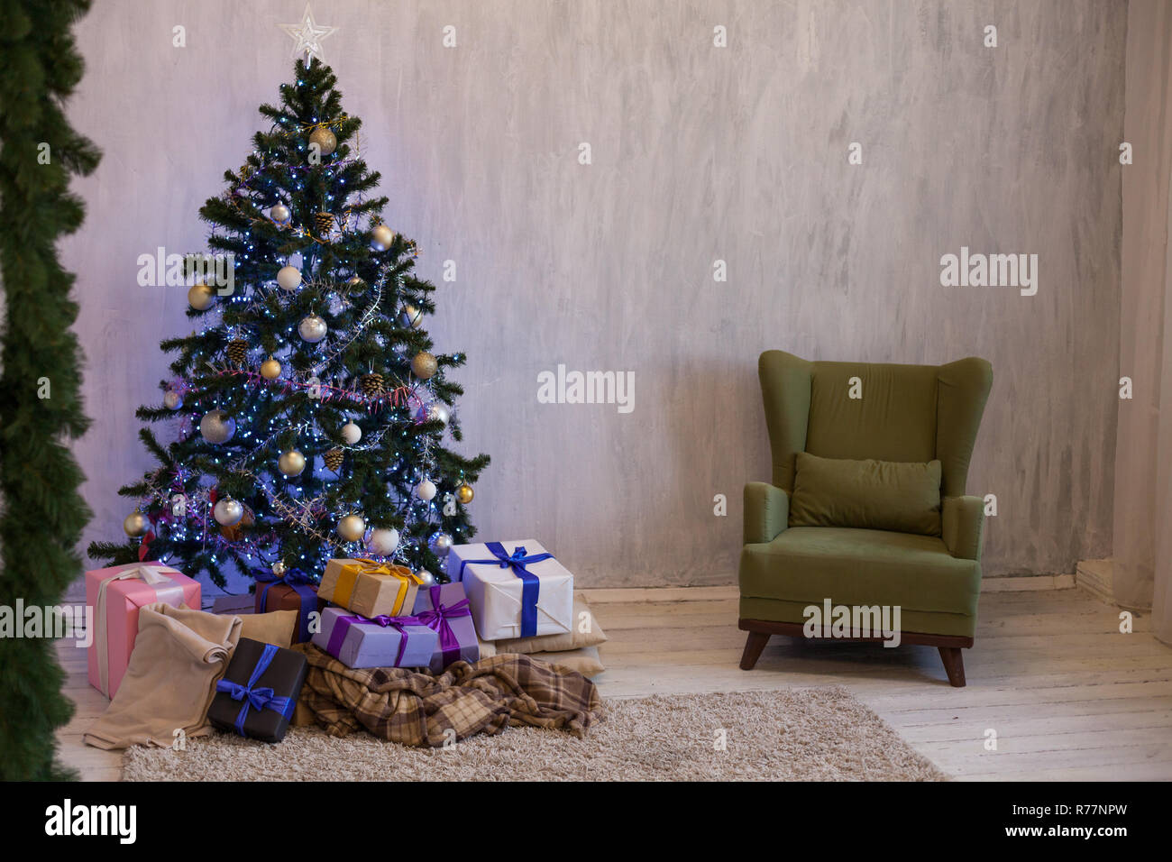 Christmas tree Garland lights new year holiday gifts white home decor ...