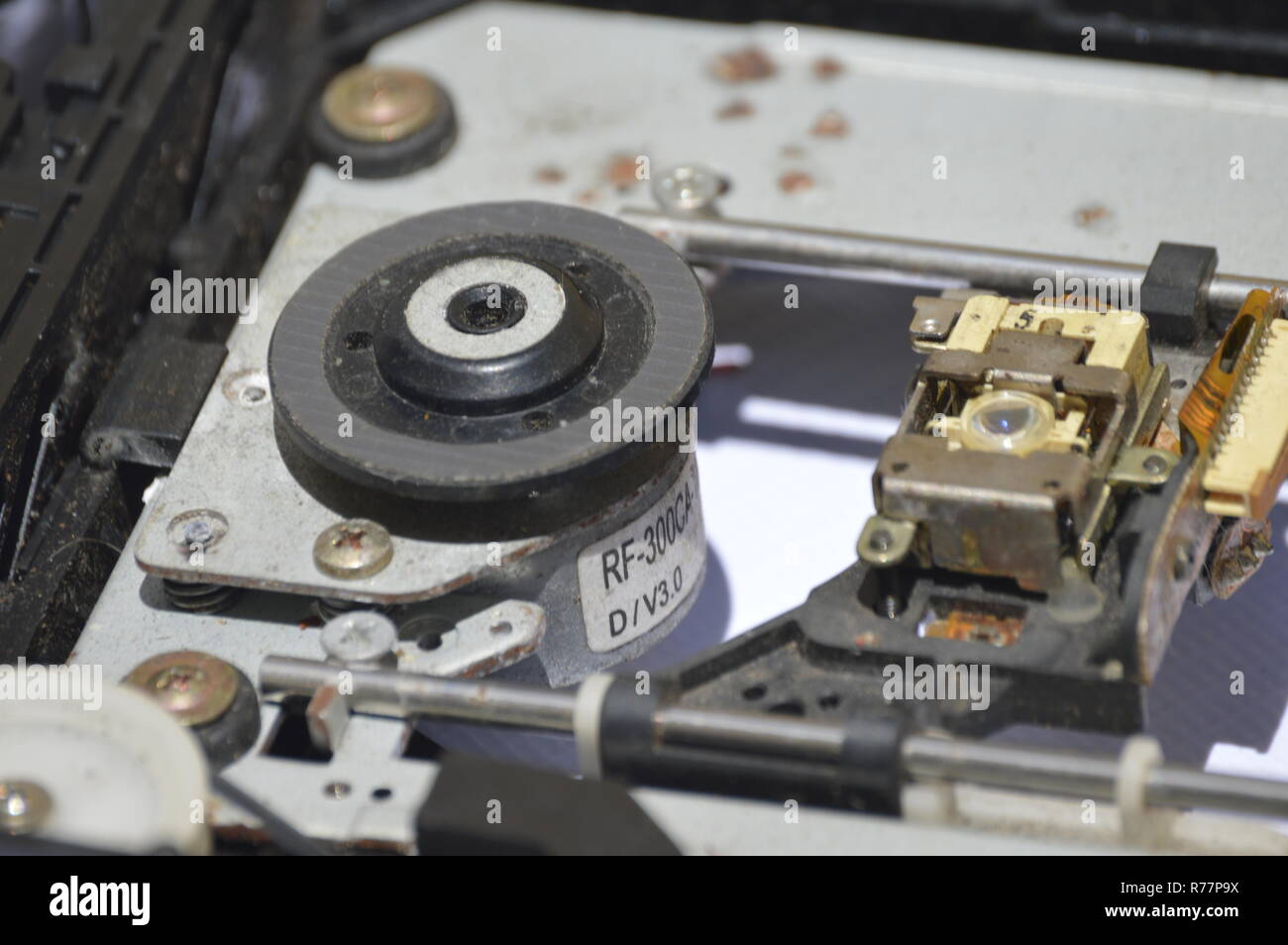 internal view of compact disc drive, Laser sensor detail Stock Photo ...