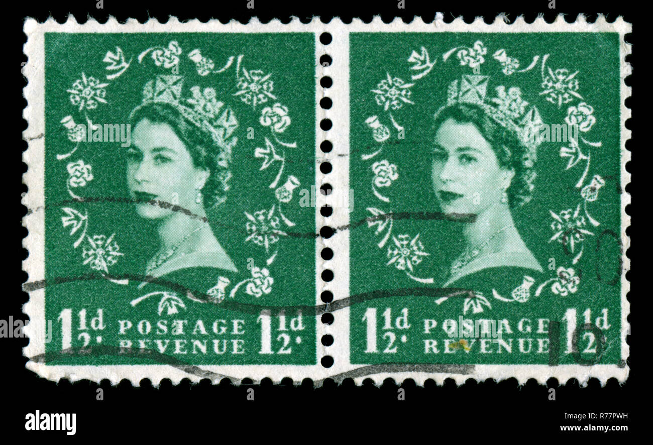 Postage stamp from Great Britain in the Queen Elizabeth II - 1½d ...