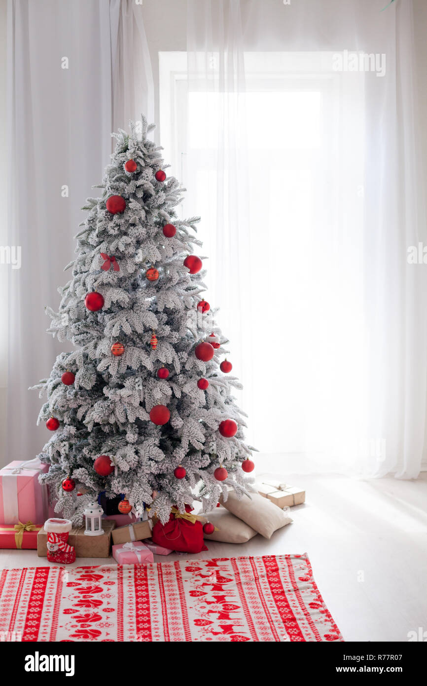 Christmas tree winter new year holiday gifts white home decor Stock ...