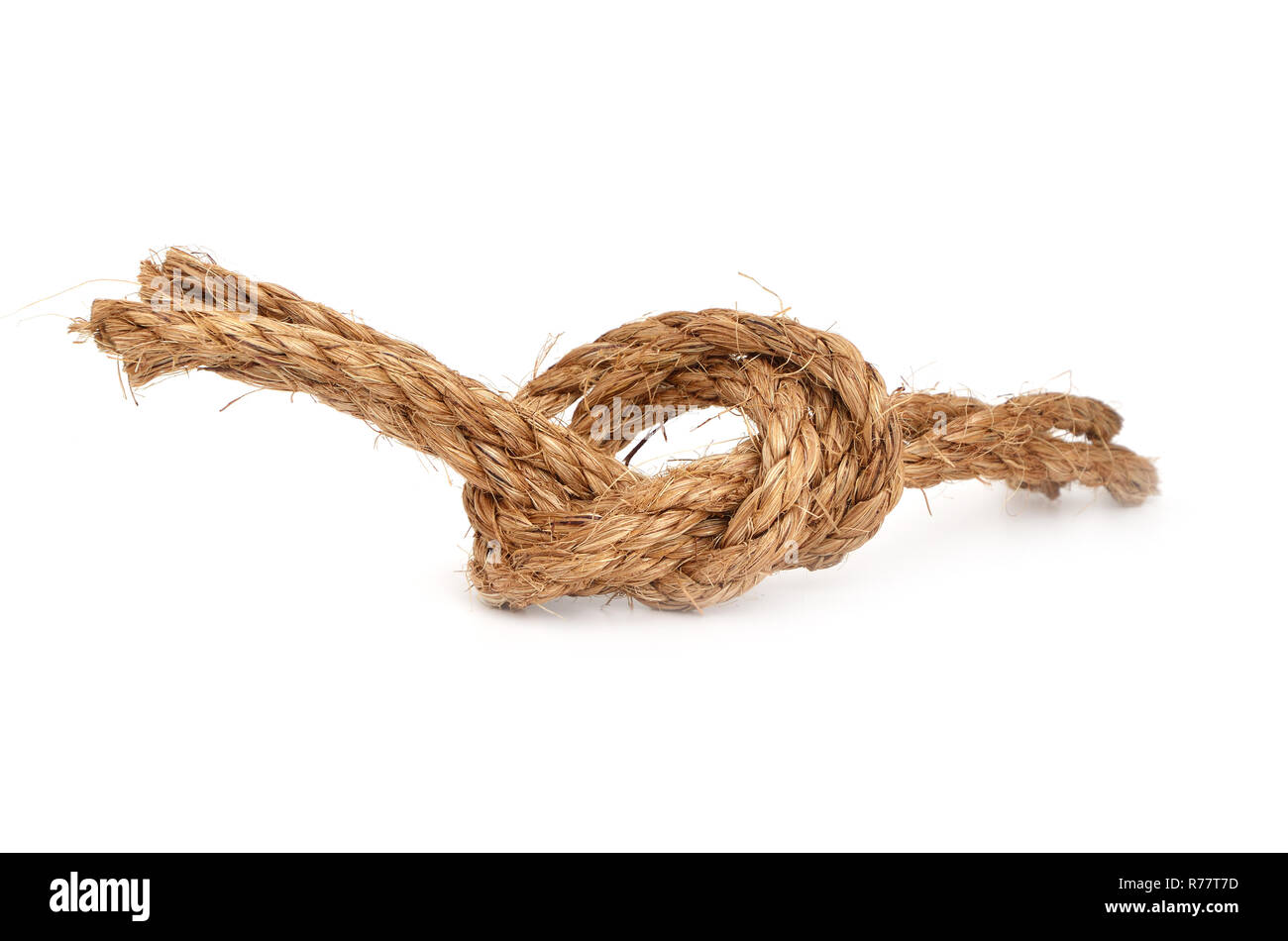 Rope with knot on white background Stock Photo - Alamy