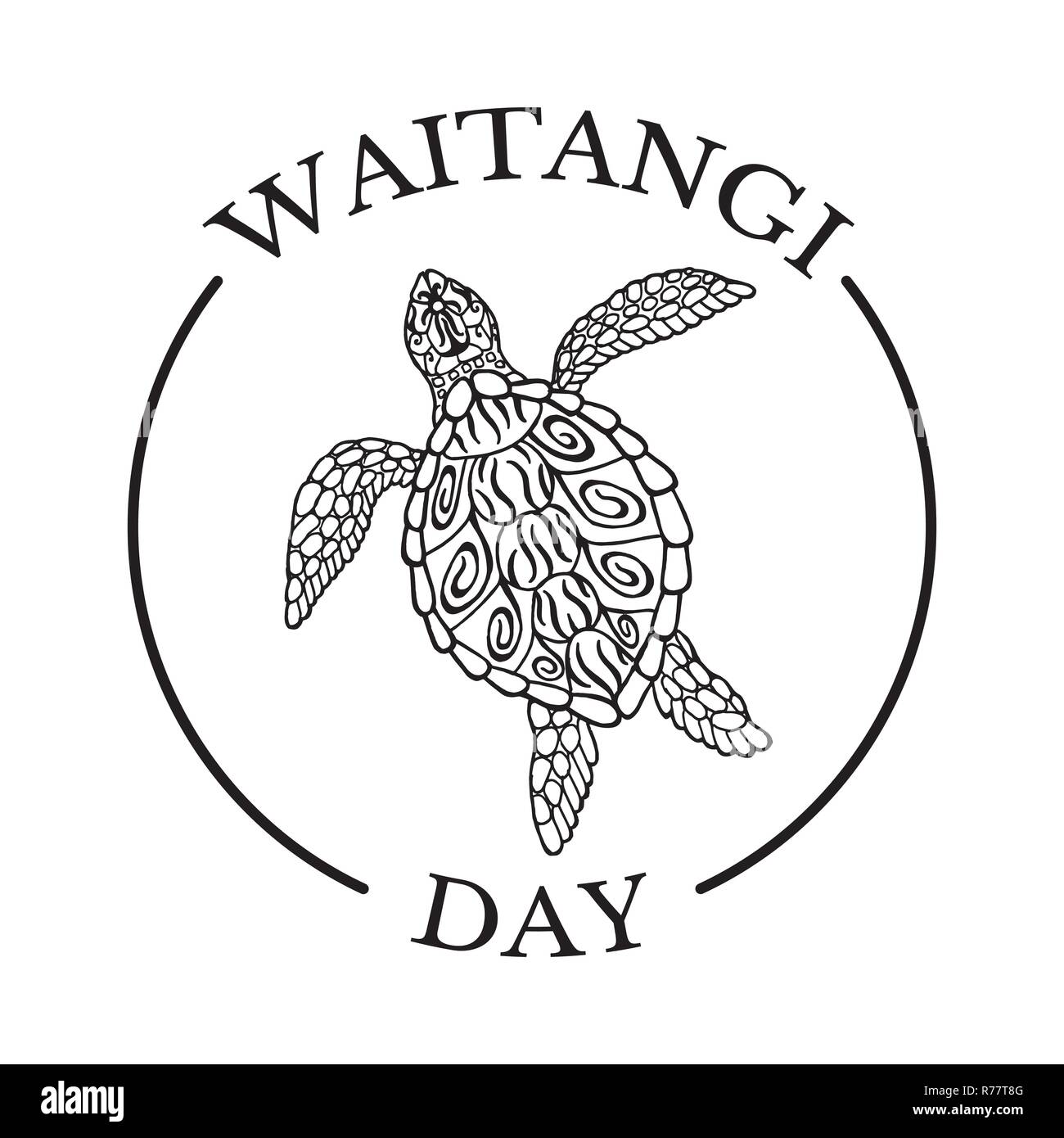 Waitangi day. National Day of New Zealand. Ethnic Sea turtle Stock ...
